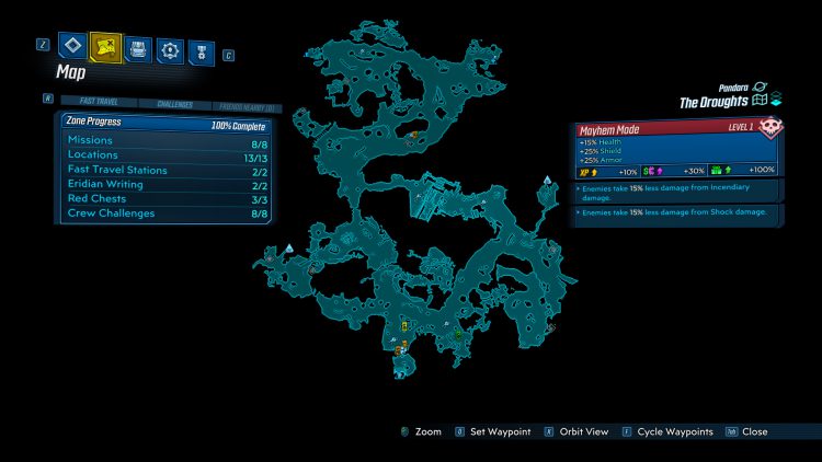 Borderlands 3: The Droughts 100% List - Hold To Reset