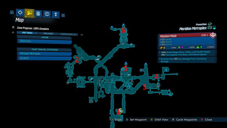 Borderlands 3: Meridian Metroplex 100% List - Hold To Reset