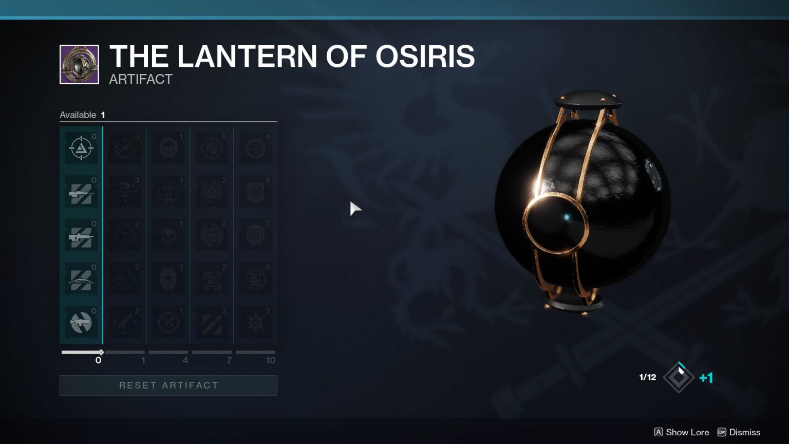 Destiny 2: The Lantern of Osiris Artifact Unlocks - Hold To Reset
