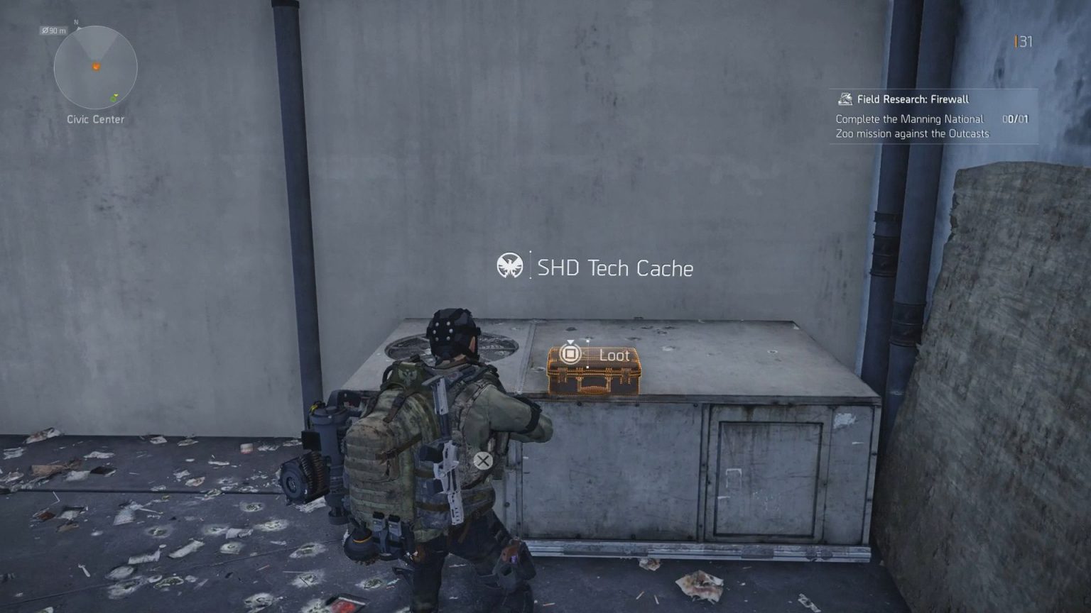 The Division 2: Civic Center SHD Tech Cache Locations - Hold to Reset