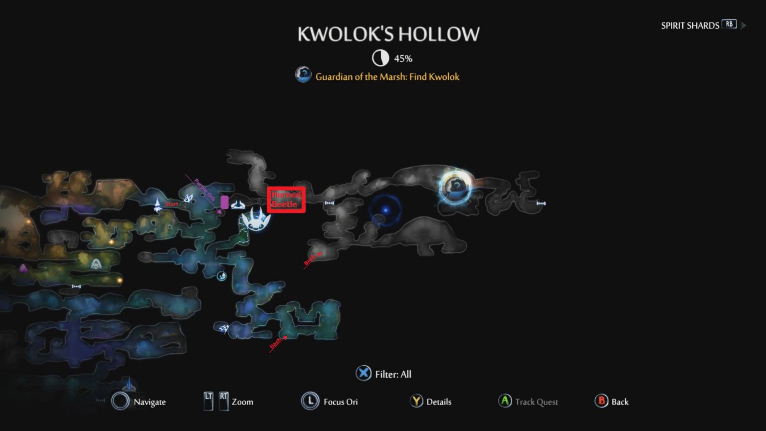 Ori and the Will of the Wisps Kwolok's Hollow Guide - Hold To Reset