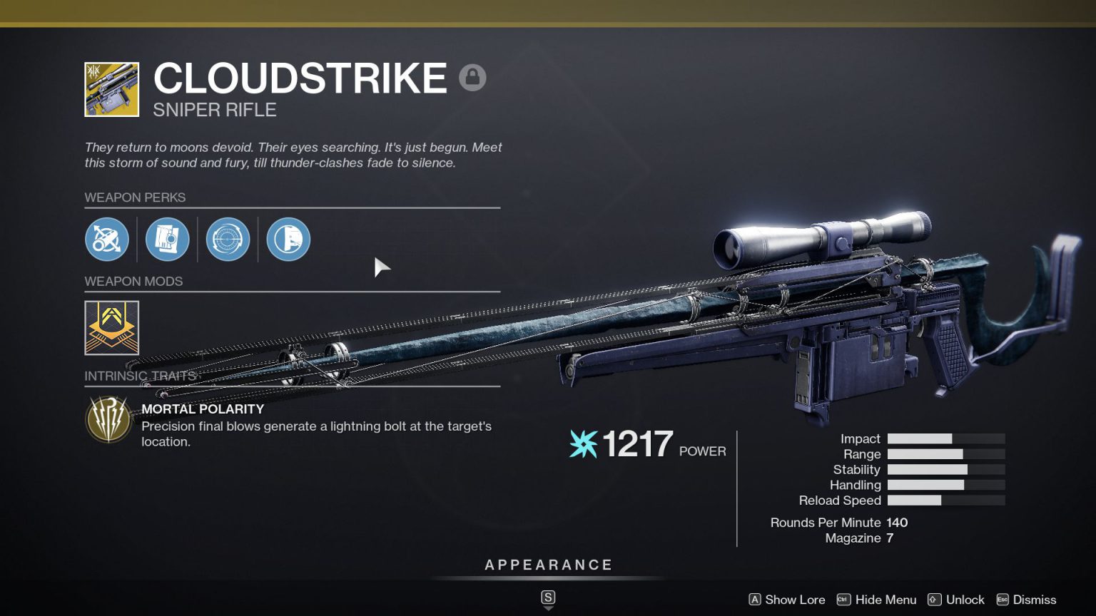 Cloudstrike - Destiny 2 Beyond Light - Hold to Reset
