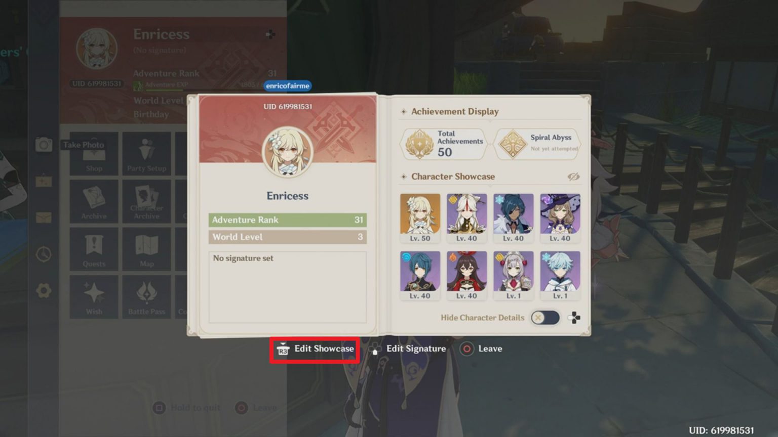 How to Showcase Characters in Genshin Impact - Hold To Reset