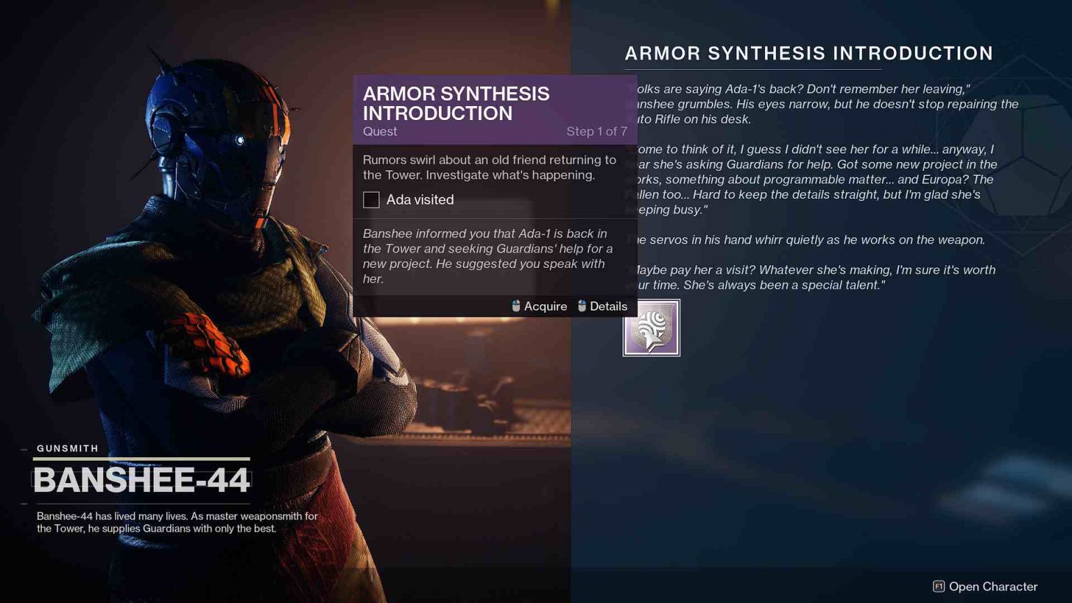 Destiny 2 Armor Synthesis Introduction Guide - Hold to Reset