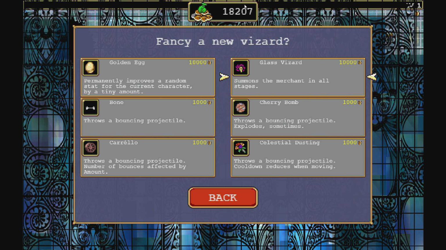 Find and Buy the Glass Vizard in Vampire Survivors - Hold To Reset