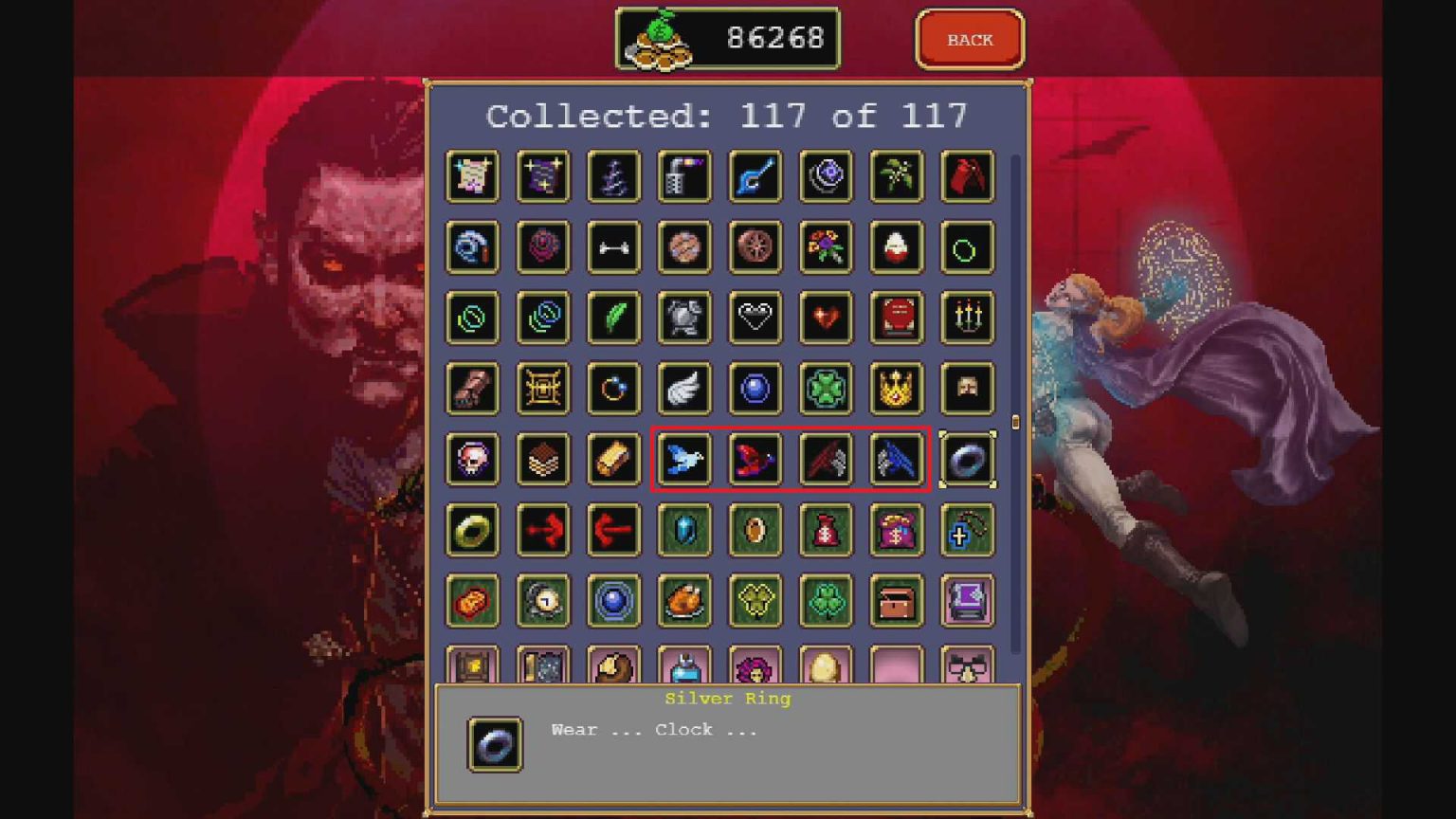Items Between Torronas Box and Silver Ring in Vampire Survivors - Hold ...