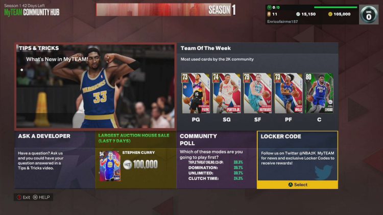 NBA 2K23 Locker Codes - Hold to Reset