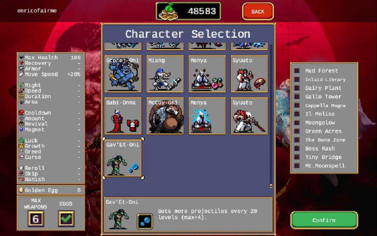 How to Unlock Gav'Et-Oni in Vampire Survivors - Hold to Reset