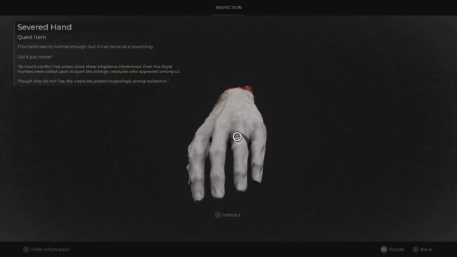 Remnant 2 Severed Hand - Hold to Reset