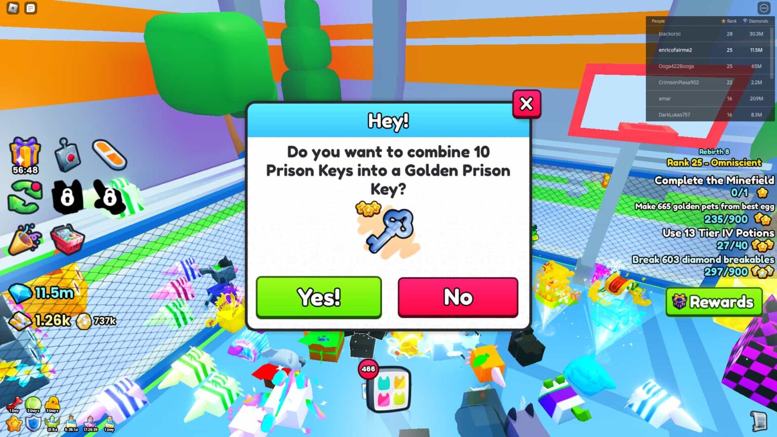 How to Combine Prison Keys in Pet Simulator 99 - Hold to Reset