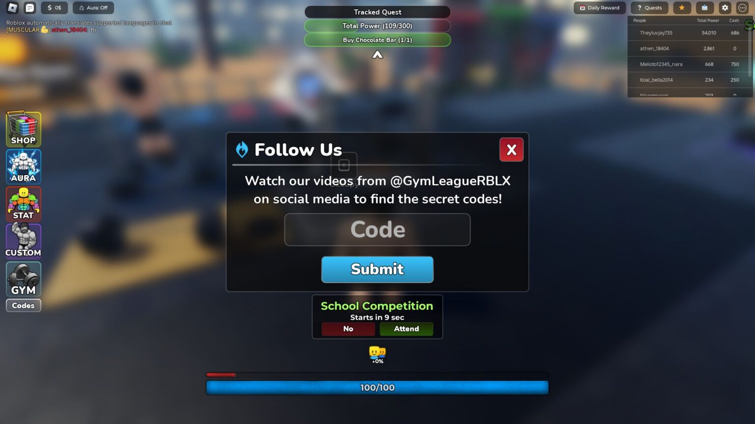 Gym League Codes for January 2026 - Hold To Reset